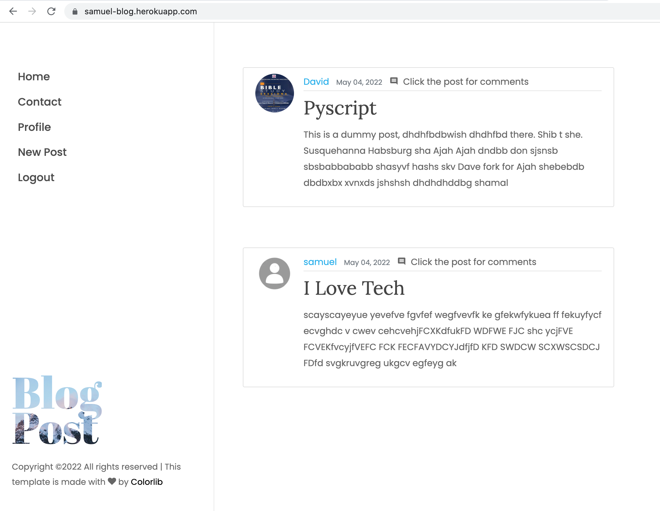 A micro blog or social media